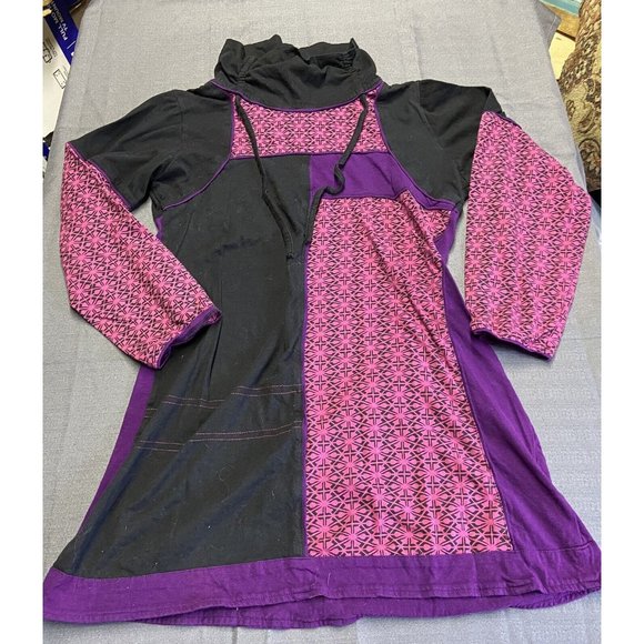 Namaste Foods | Dresses | Namaste Purple Black Color Block Patch Long ...